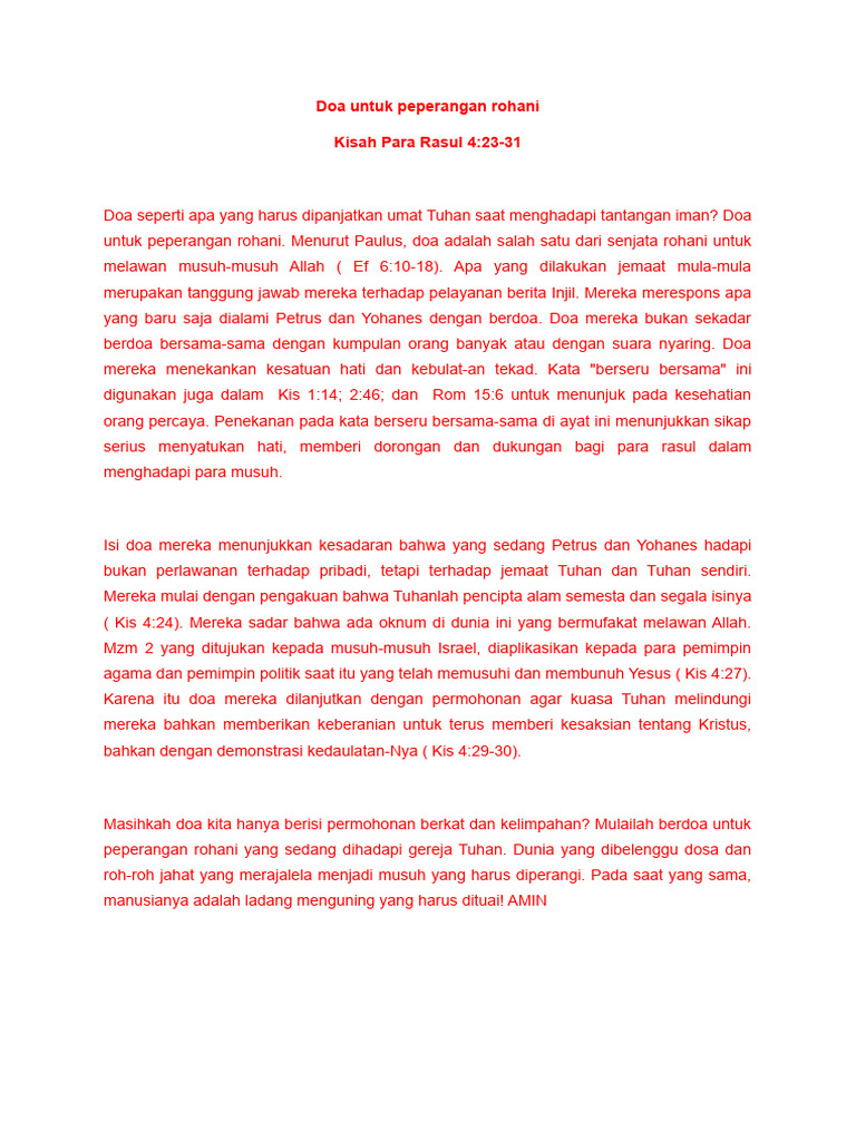 Doa Untuk Peperangan Rohani | PDF | Agama & Spiritualitas