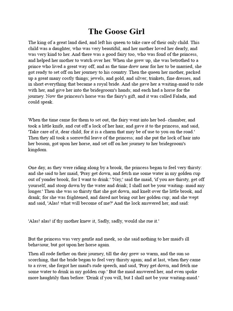 The Goose Girl | PDF | Folklore | European Fairy Tales