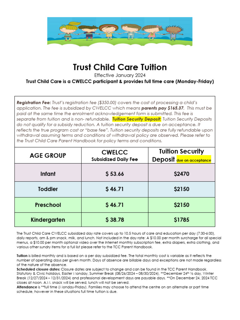 CS TuitionSheetFullTime2024 | PDF | Fee | Child Care