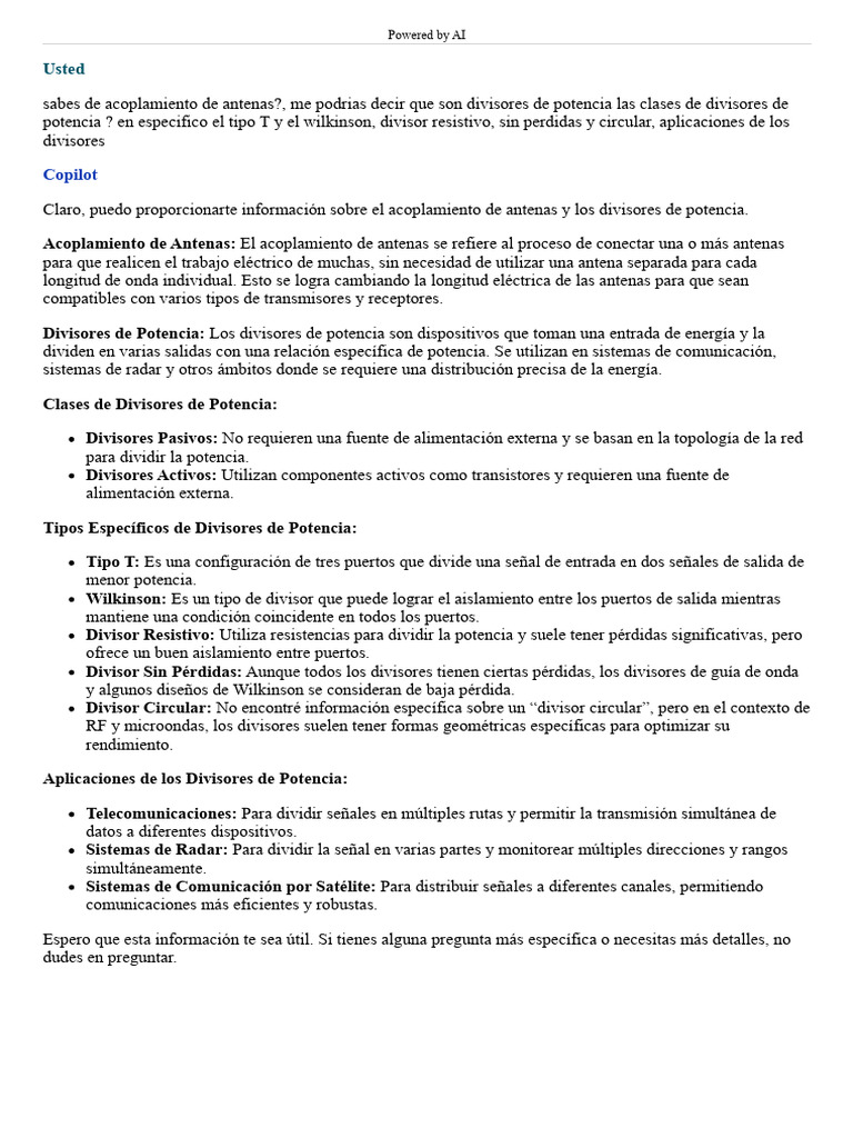 ConversatioN COPILOT | PDF | Antena (Radio) | Energia electrica