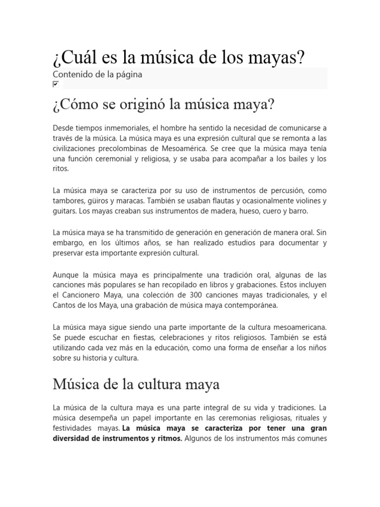 Musica Maya | PDF | Instrumentos musicales | Civilización maya