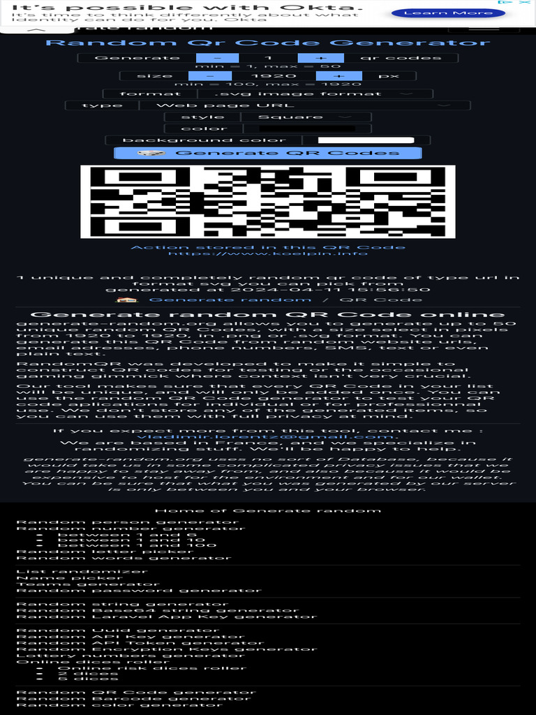 Random QR Code Generator - Generate Random QR Cod | PDF | Qr Code | Cyberspace