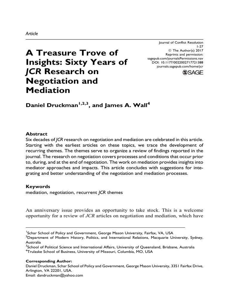 JCR Insights on Negotiation and Mediation | PDF | Negotiation | Mediation