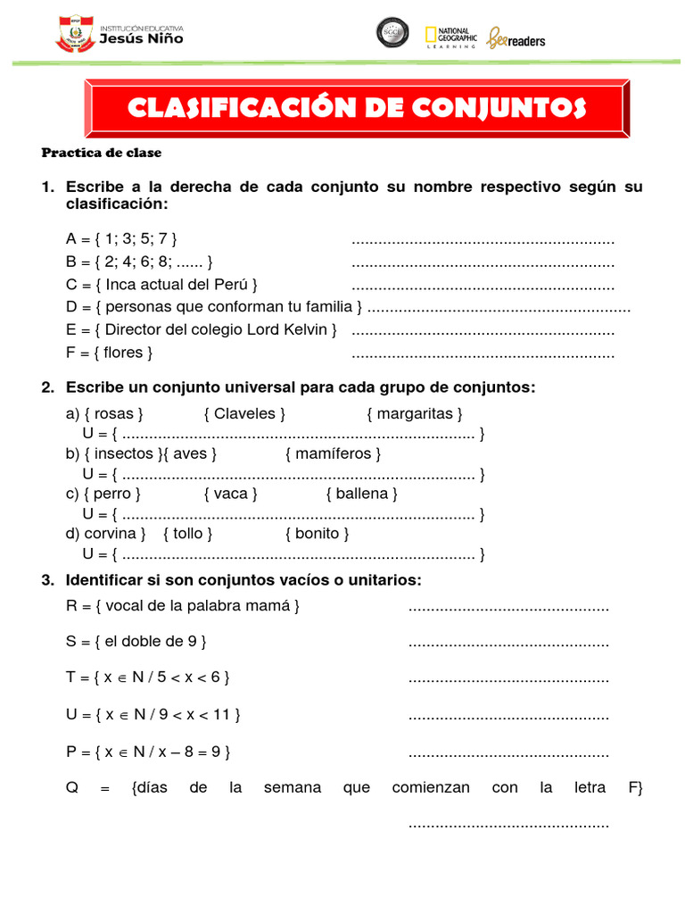 Clasificación y Pertenencia de Conjuntos | PDF | Conjunto (Matemáticas ...