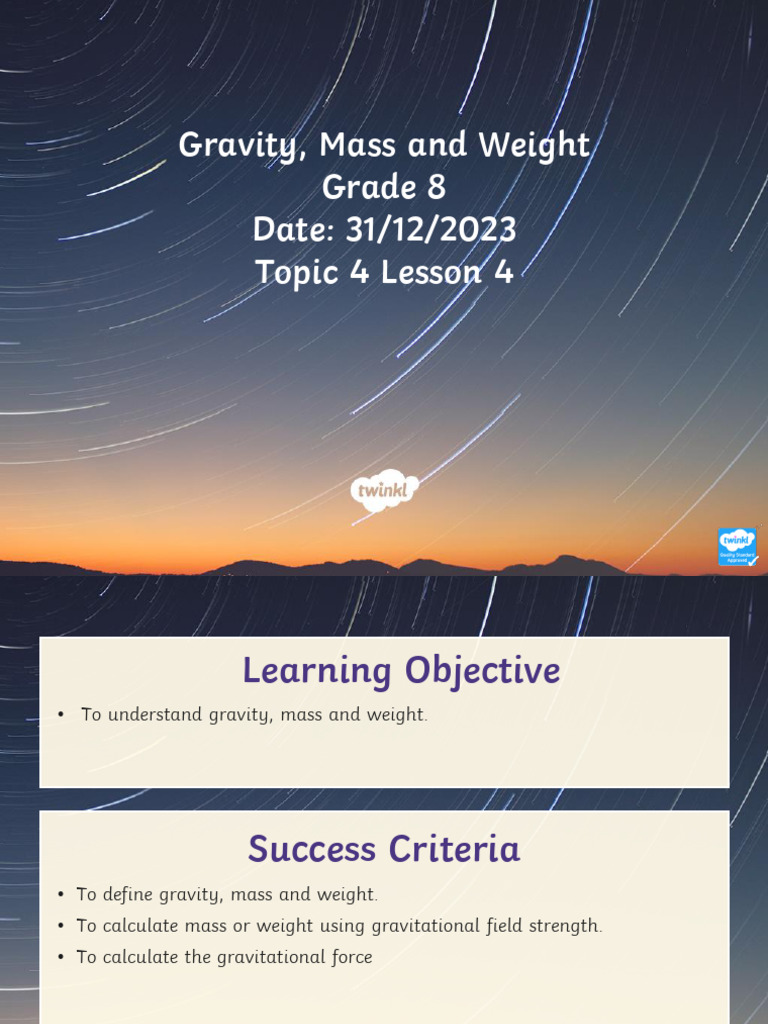 Gravity | PDF | Weight | Mass