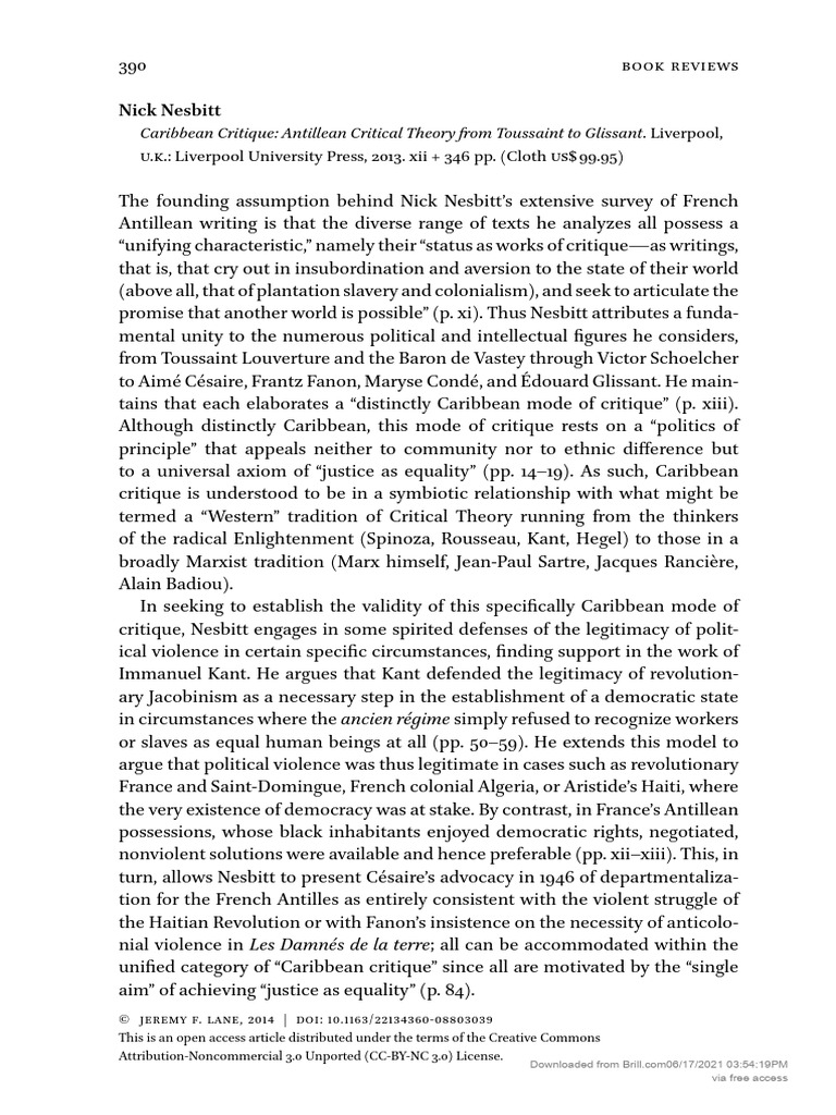 Nick Nesbitt: Caribbean Critique: Antillean Critical Theory From Toussaint To Glissant ...