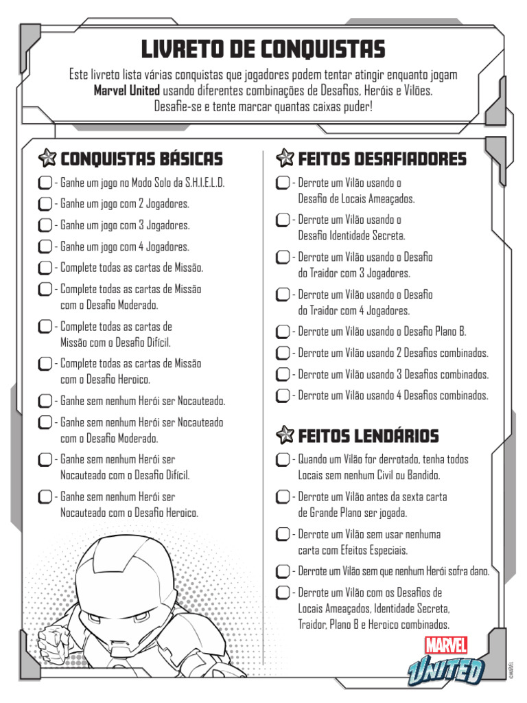 MVU001 - Livreto de Conquistas | PDF | Herói | Personagens da Marvel Comics