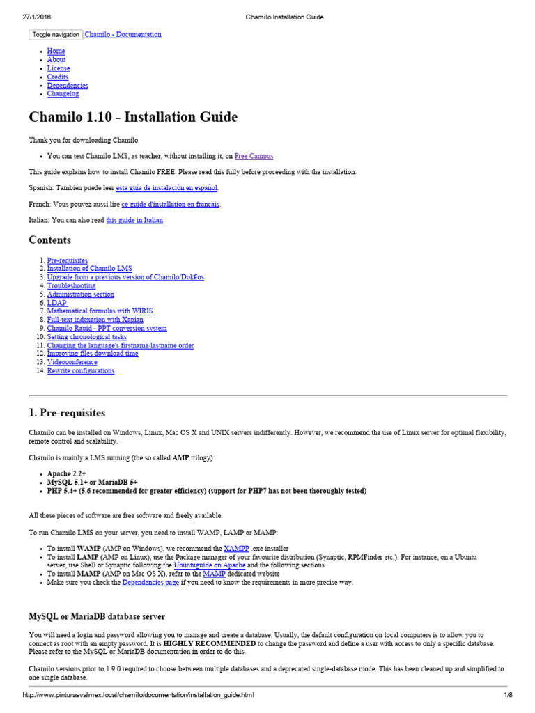 Chamilo Installation Guide | PDF | World Wide Web | Internet & Web
