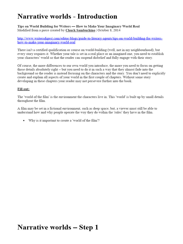 Narrative Worlds - Introduction | PDF | Worldbuilding