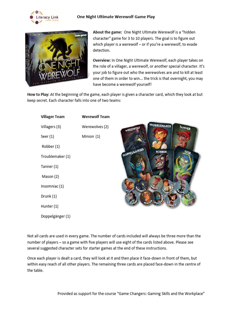 One Night Ultimate Werewolf Gameplay | PDF | Werewolves