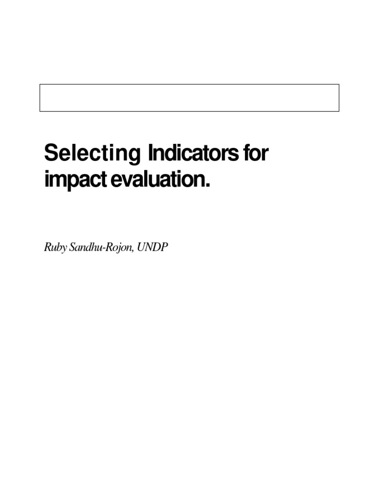 Selecting Indicators for Impact Evaluation | Download Free PDF ...