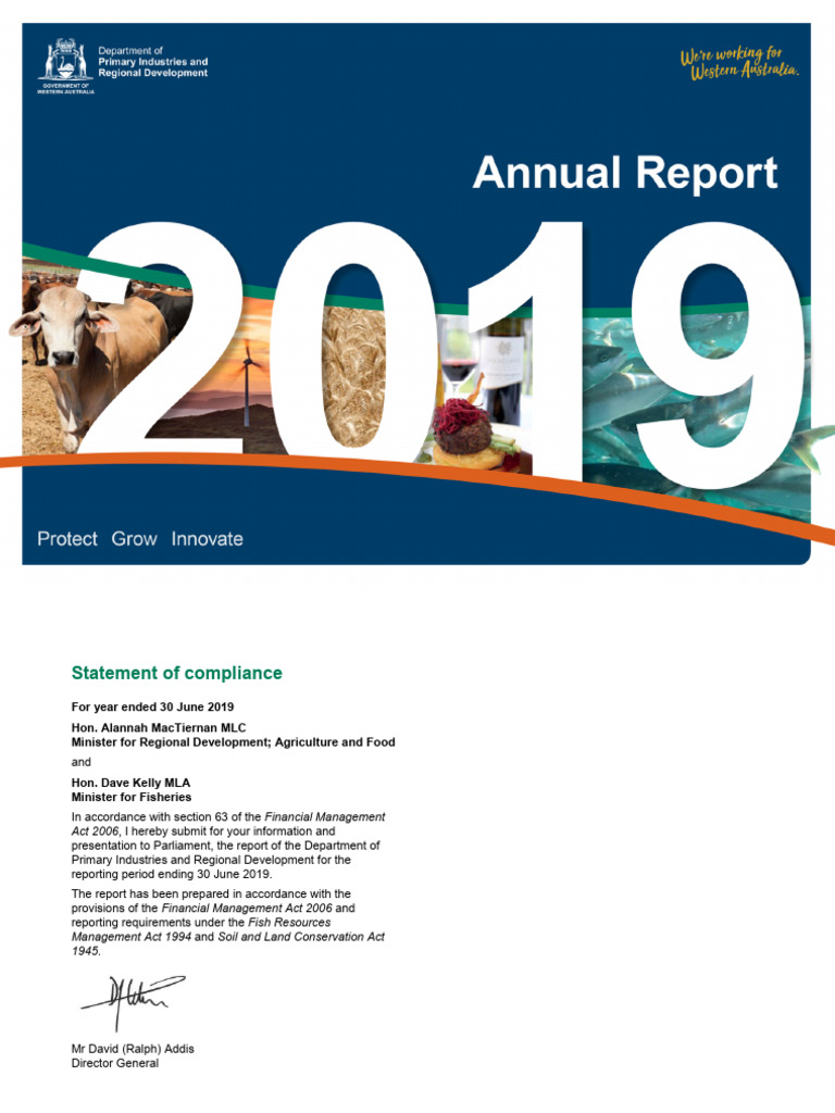 DPIRD Annual Report 2019 - PDF | PDF | Agriculture | Sustainability