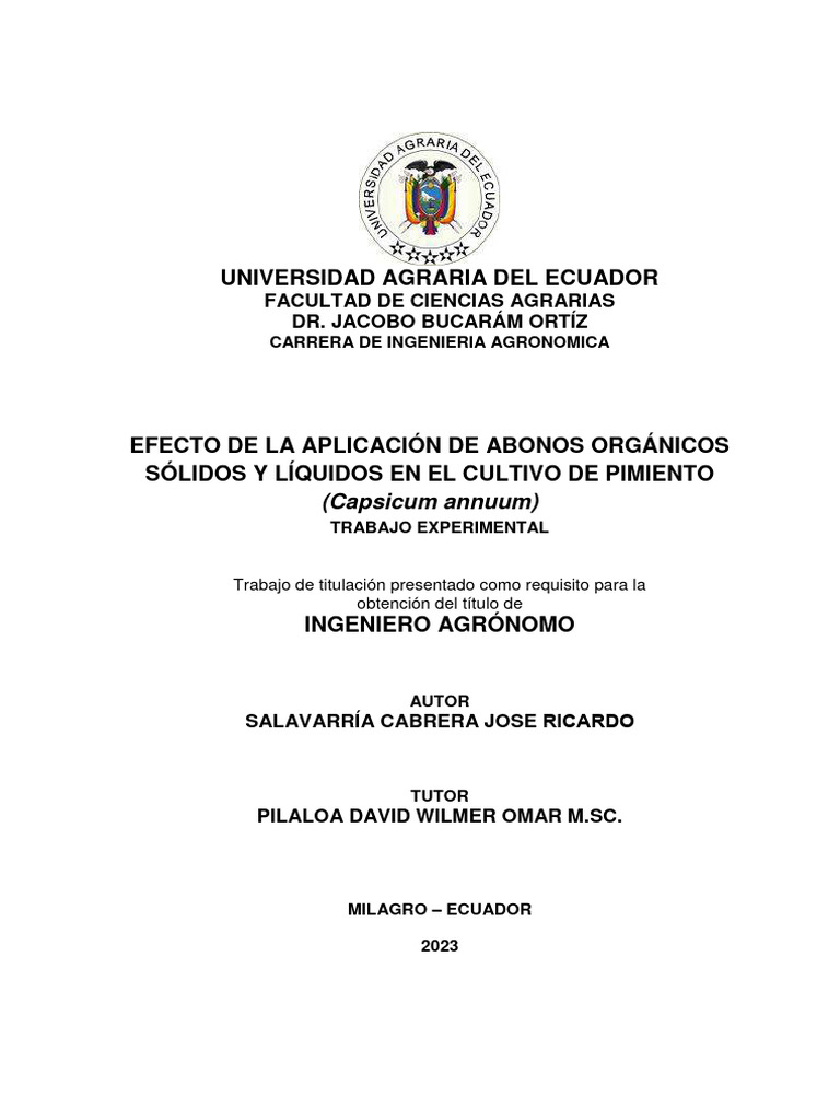 Salavarría Cabrera Jose Ricardo | PDF | Agricultura | Fertilizante
