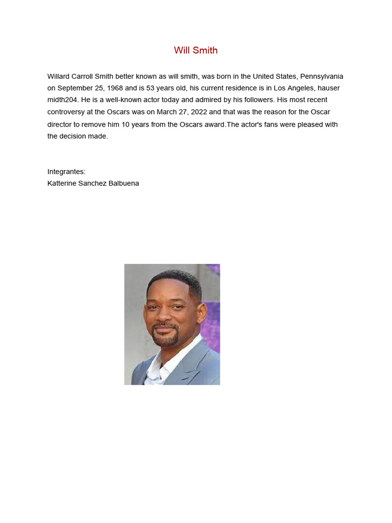 Will Smith: Biography and Oscar Controversy | PDF | Sports & Recreation
