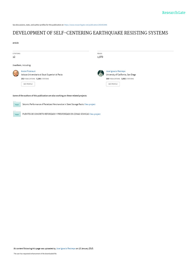 DEVELOPMENT_OF_SELF-CENTERING_EARTHQUAKE_RESISTING | PDF | Prestressed ...
