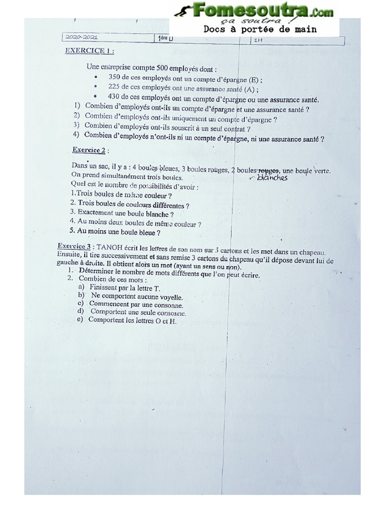 Interro MATH 1D | PDF