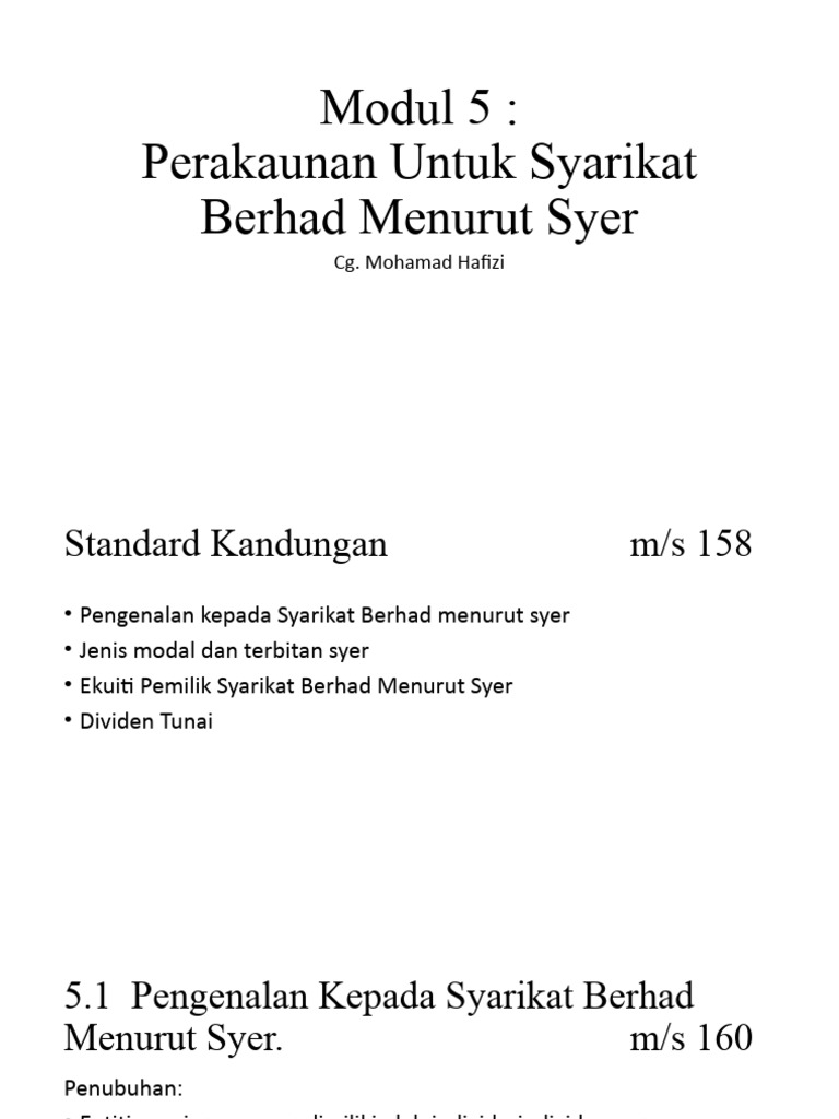 Modul 5 - Syarikat Berhad (Syer) | PDF