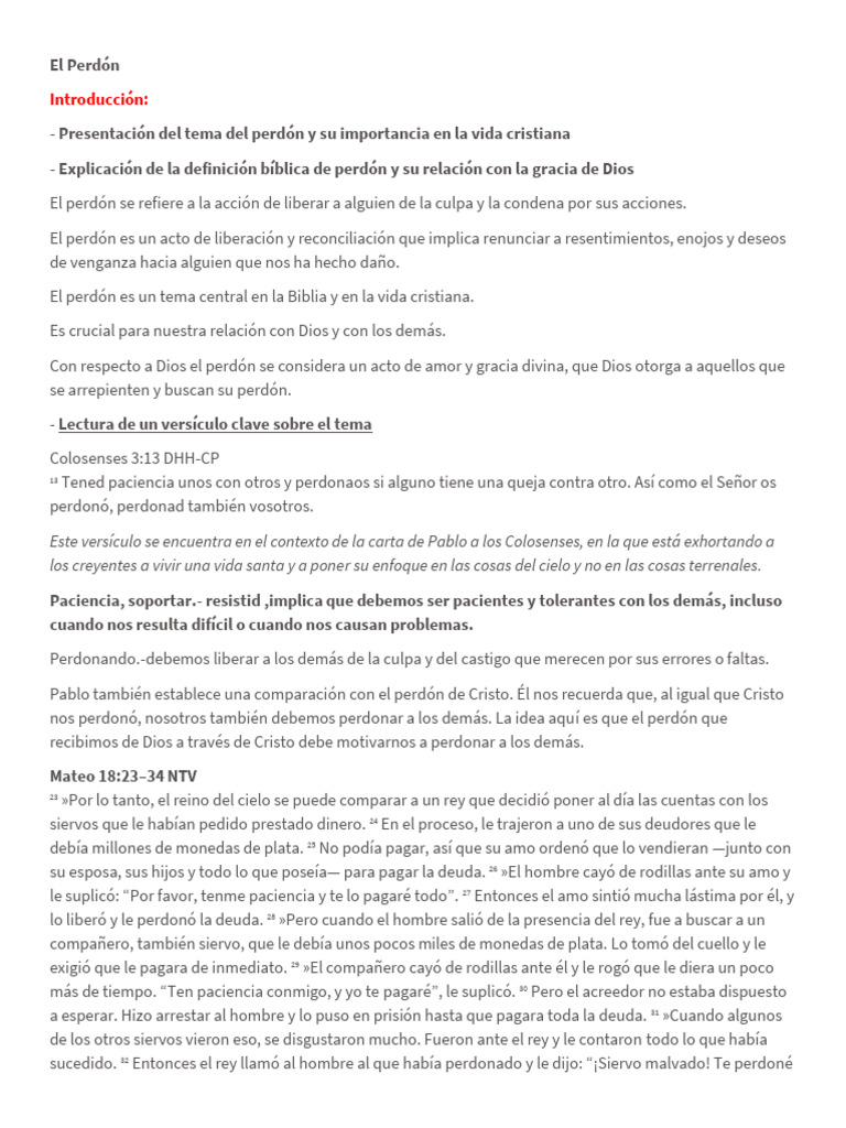 Sermon El Perdón | PDF | Perdón | Pecado