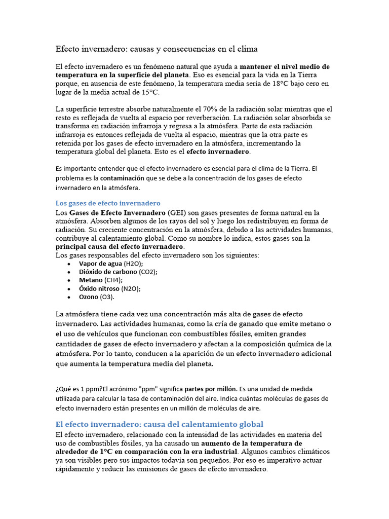 Efecto Invernadero Y Calentamiento Global Descargar Gratis Pdf