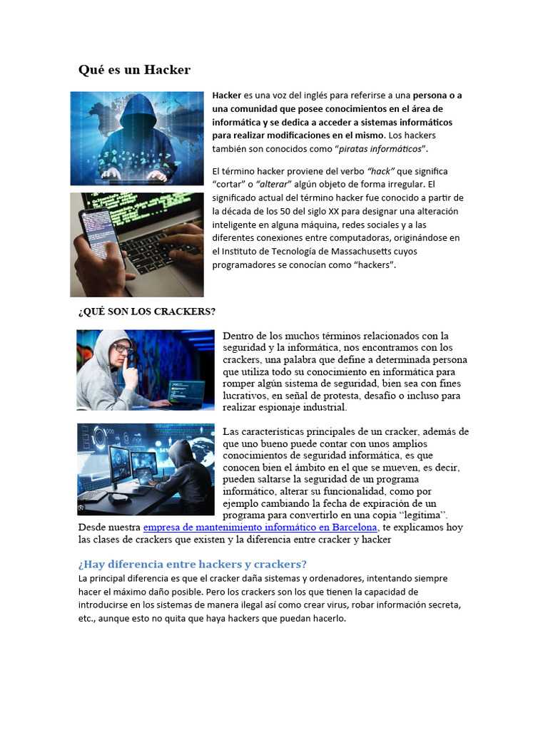 Qué Es Un Hacker y Un Cracker | PDF | Hacker de seguridad | Informática