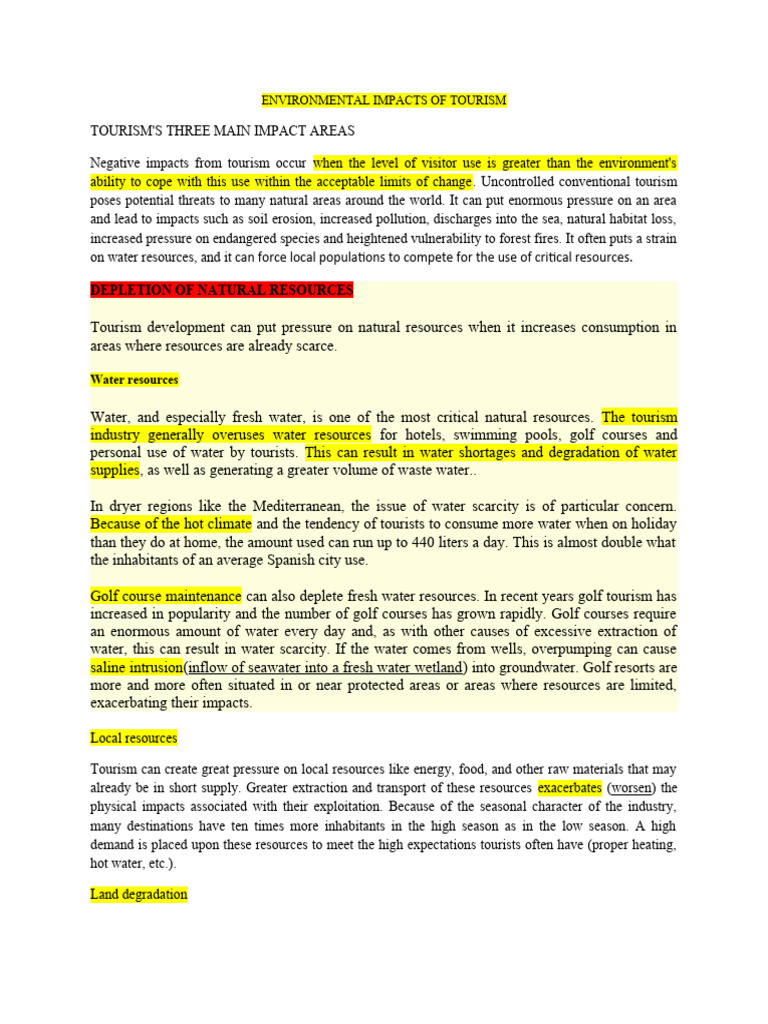 Environmental Impacts of Tourism | PDF | Tourism | Sustainability