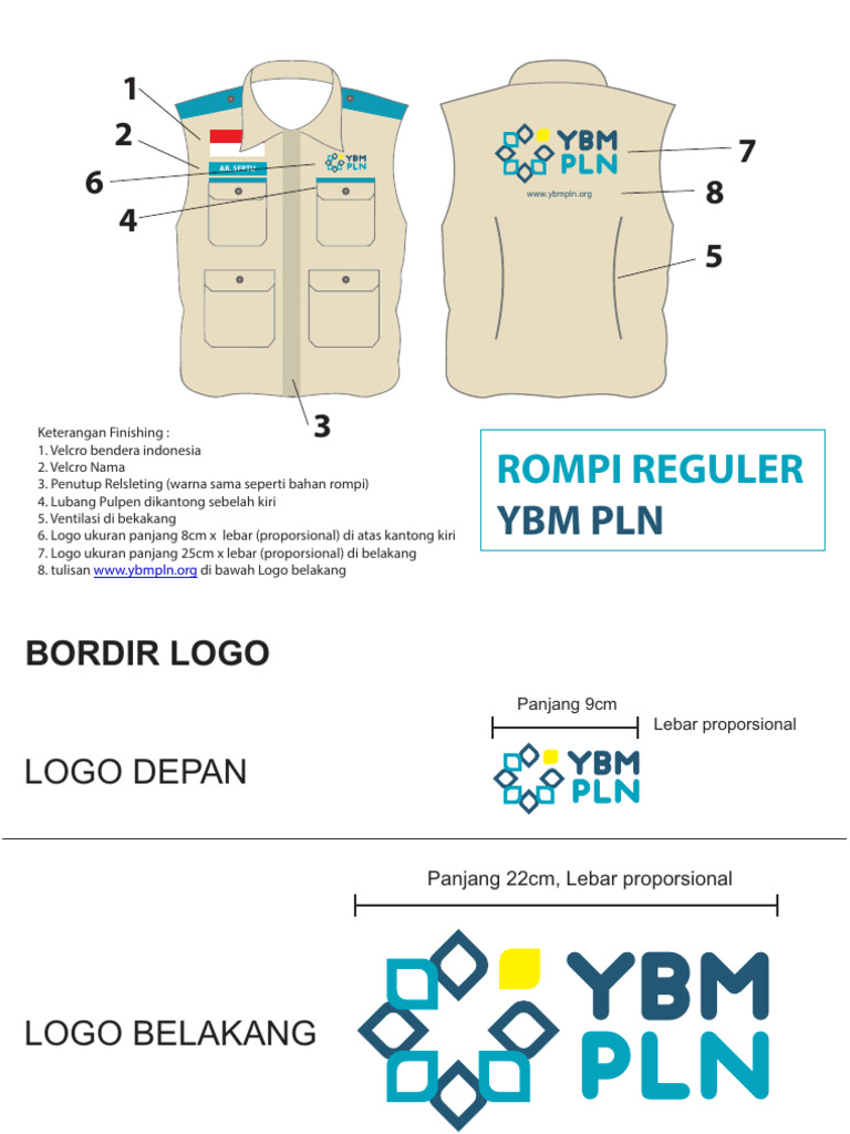 Spesifikasi Rompi YBM PLN dan Logo | PDF