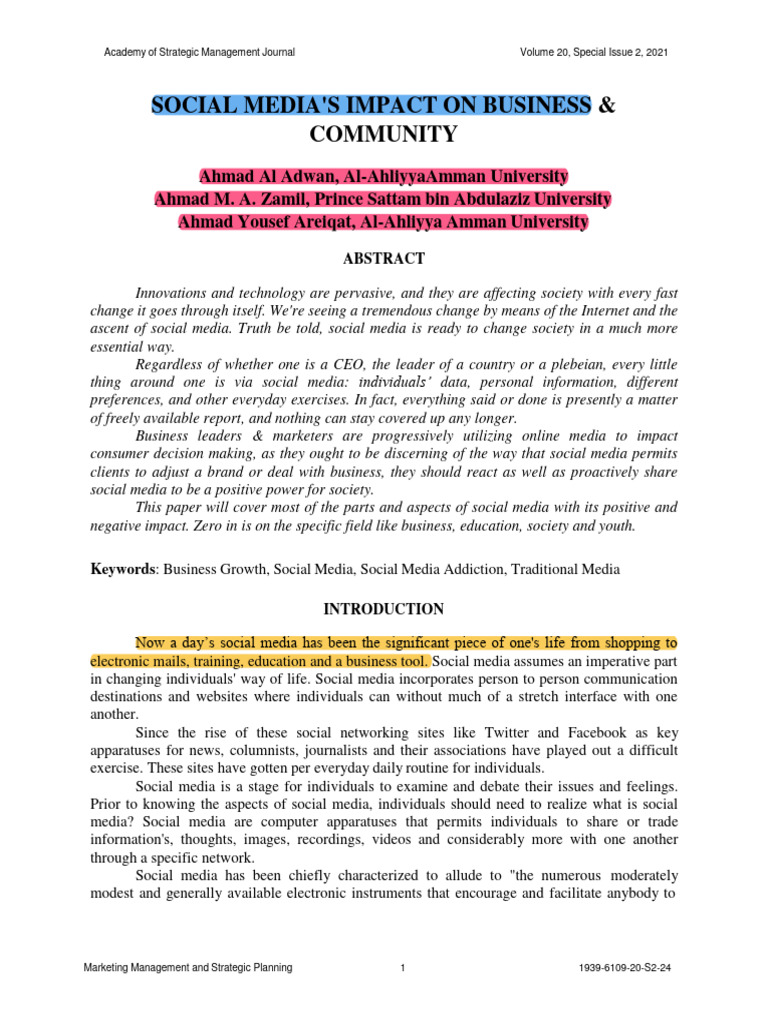 Social Media's Business Impact | PDF | Social Media | Popular Culture ...