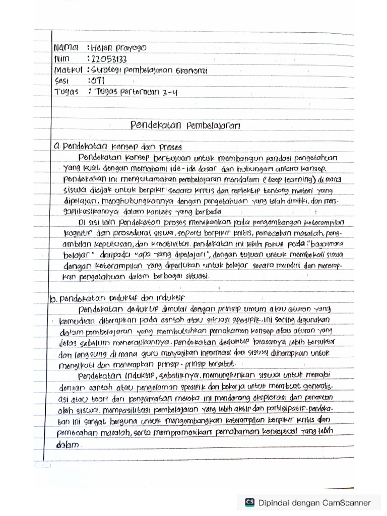 Helen Prayogo - Strategi Pembelajaran Ekonomi - Tugas Pertemuan 3-4 | PDF
