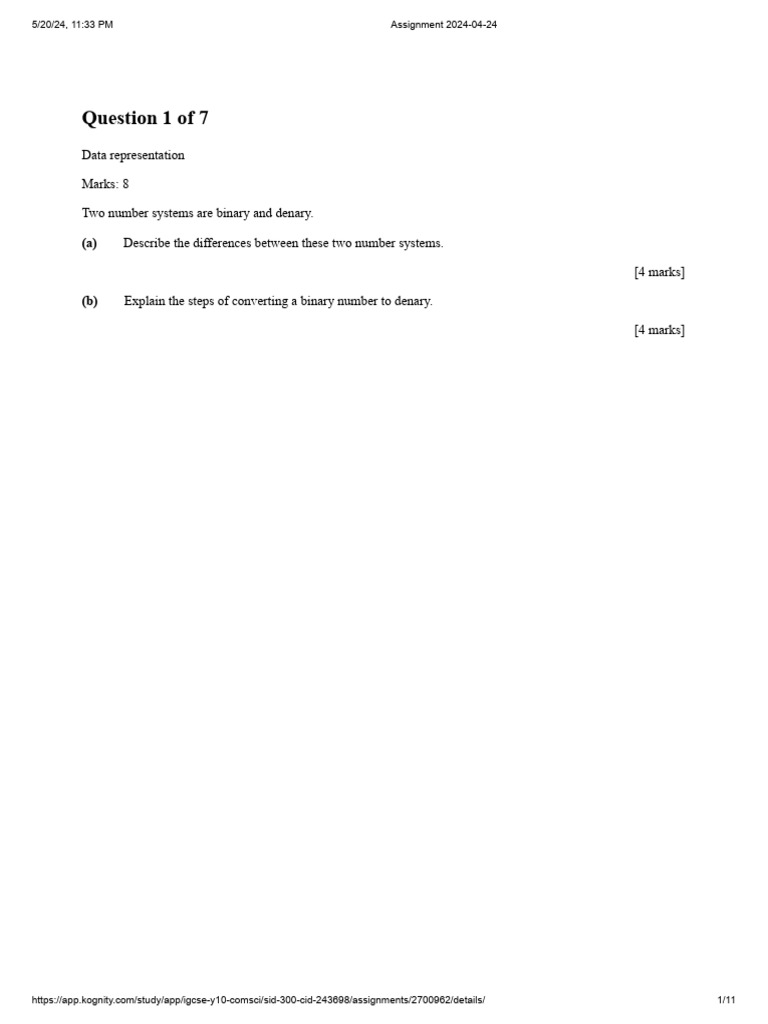 IG Computer Science (Year 1) 2024 Sem 2 EOY Mock Test | PDF | Data ...