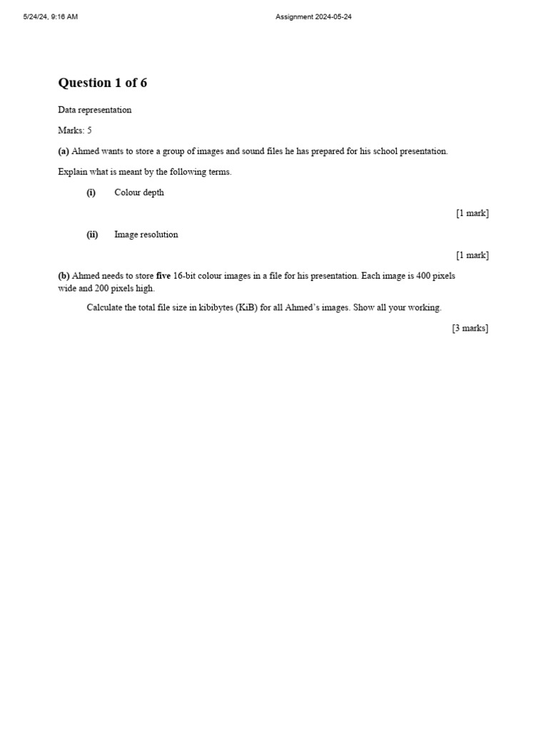 IG Computer Science (Year 1) 2024 Sem 2 EOY Paper Mark Scheme | PDF ...