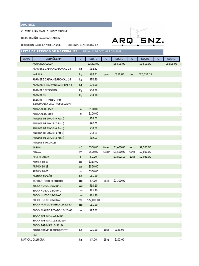 Lista de Material | PDF