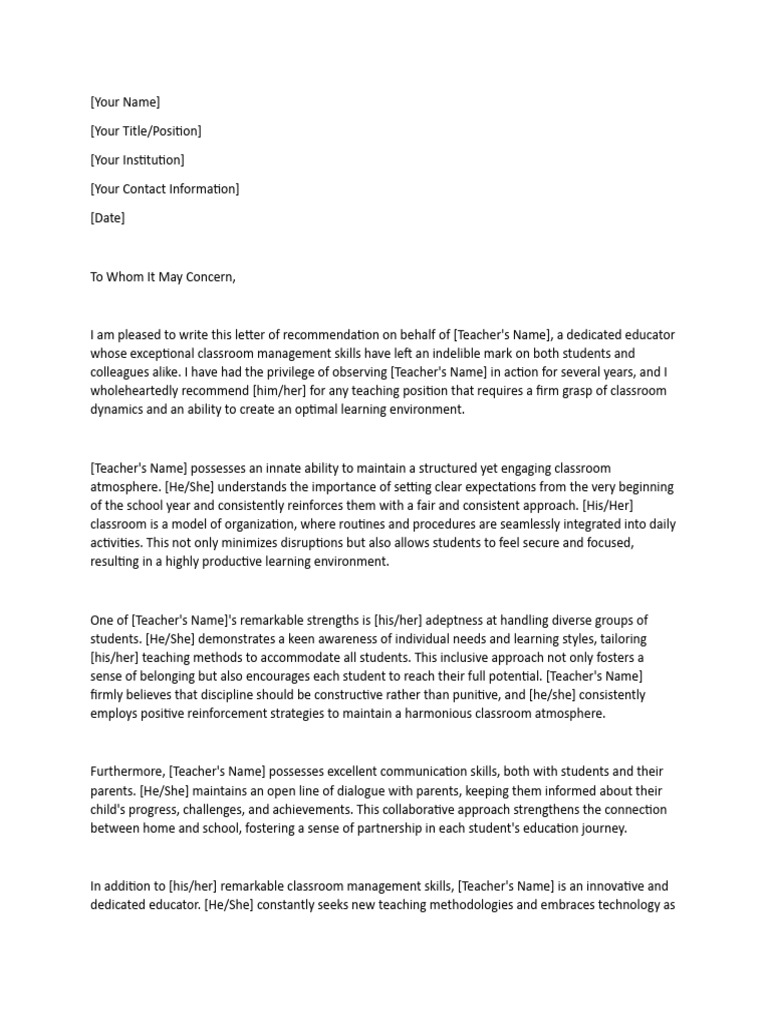 Reco Letters | Download Free PDF | Teachers | Classroom Management