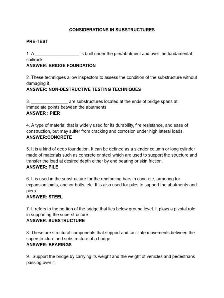 G6 Pre Test Post Test | PDF | Deep Foundation | Civil Engineering