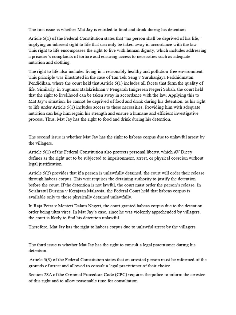 Tutorial 3 CONSTI | PDF | Habeas Corpus | Detention (Imprisonment)