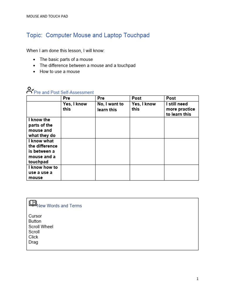 Mouse and Touchpad CNIB | PDF | Cyberspace | Computing