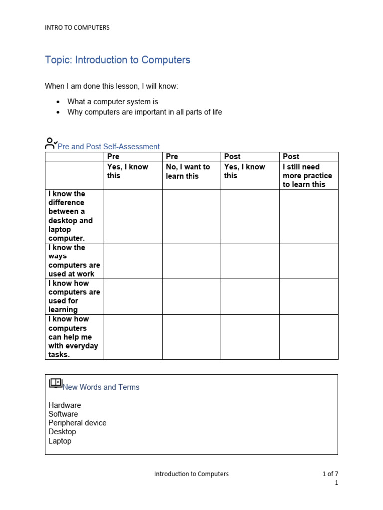 Intro To Computers CNIB | PDF | Computer Hardware | Desktop Computer