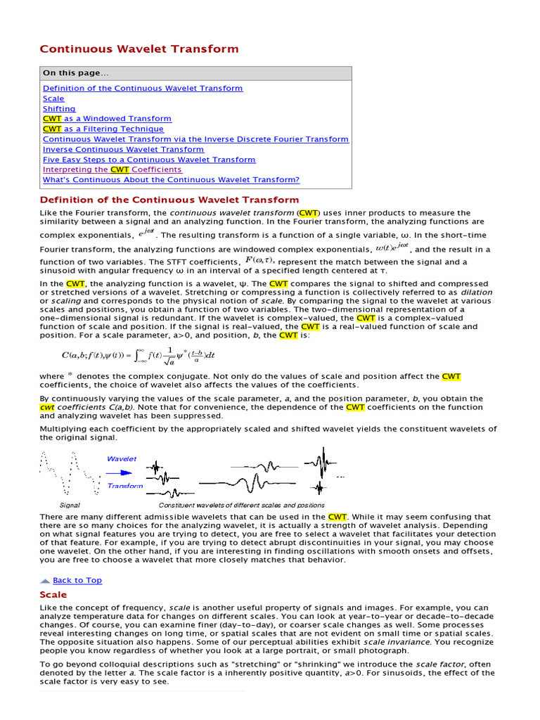 Continuous Wave Let Mat Lab | PDF | Wavelet | Fourier Transform