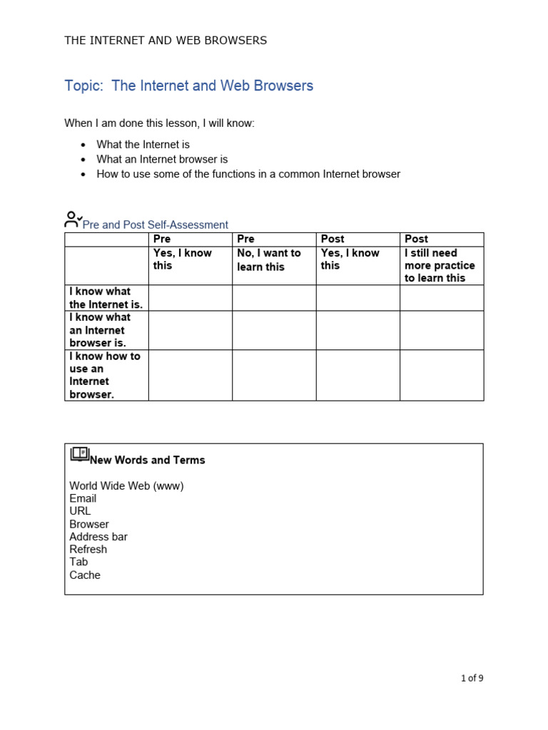 Internet and Web Browsers CNIB | PDF | World Wide Web | Internet & Web