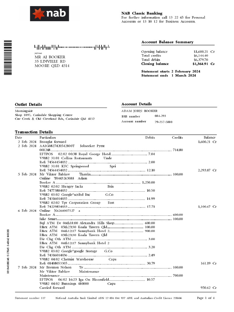 5880 20240301 Statement | PDF | Debits And Credits | Debit Card
