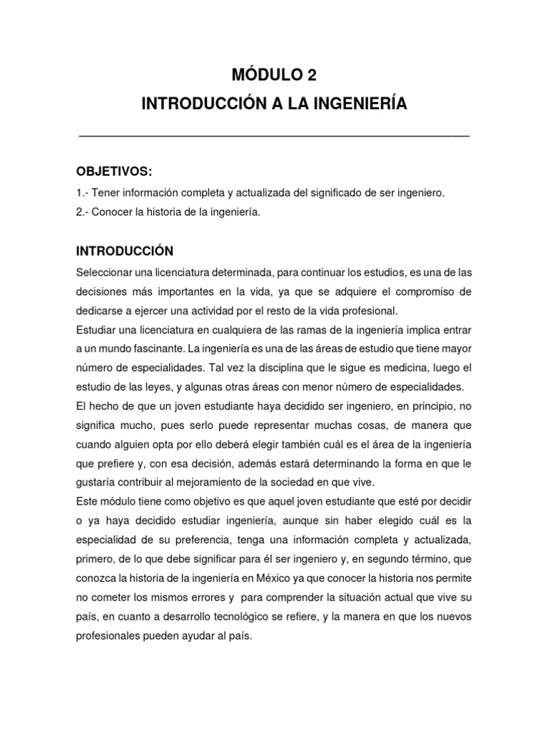 Modulo 2 Introduccion a La Ingenieria | PDF | Ingeniería | Revolución industrial