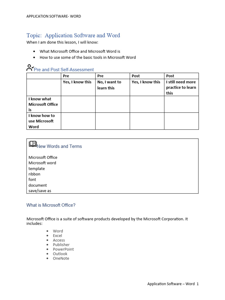 Application Software - Word CNIB | PDF | Microsoft Word | Microsoft Office