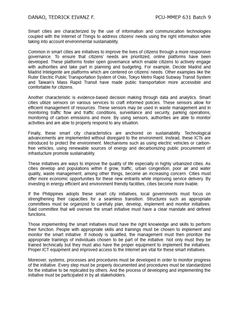 Smart City Initiatives for Sustainable Living | PDF | Public Transport ...