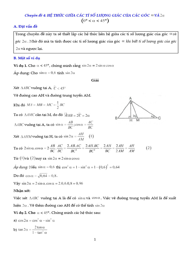 Chuong - I - CD - 4. He Thuc Giua Cac Ti So Luong Giac Cua Cac Goc.26.6 | PDF
