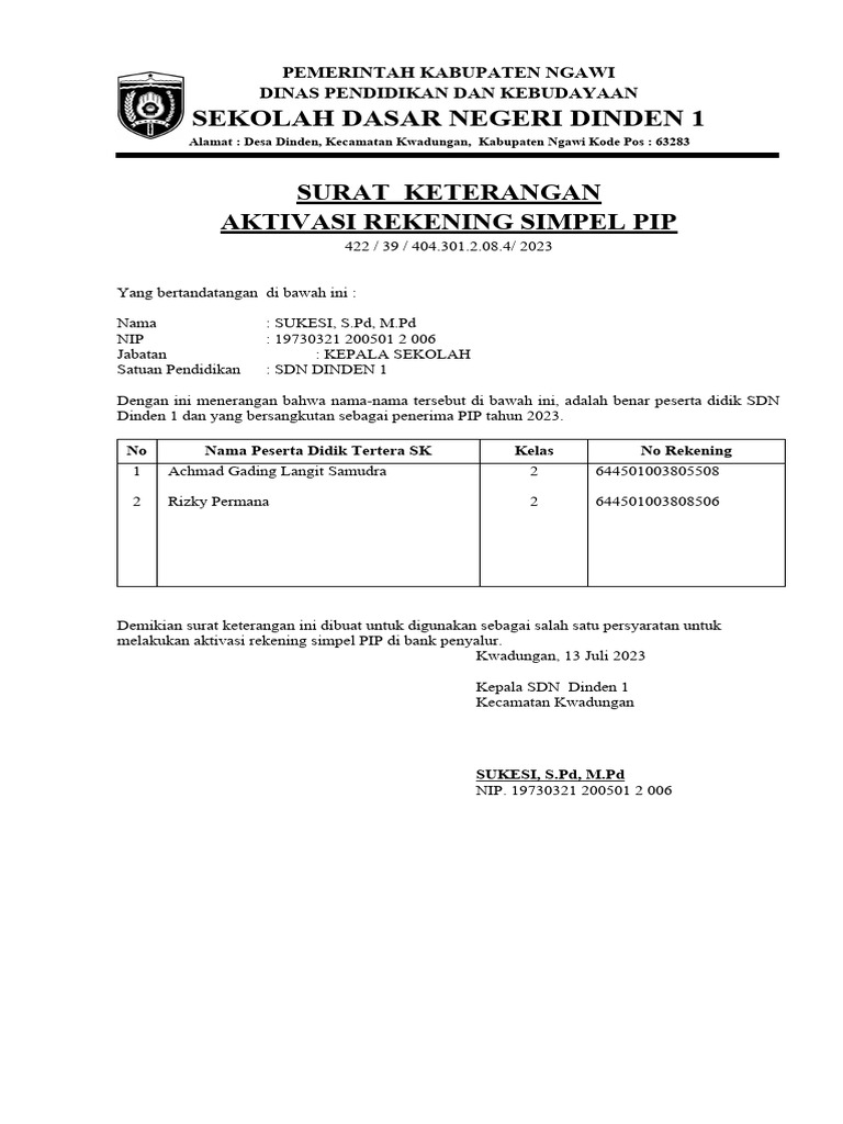 Surat Pengantar Pip | PDF
