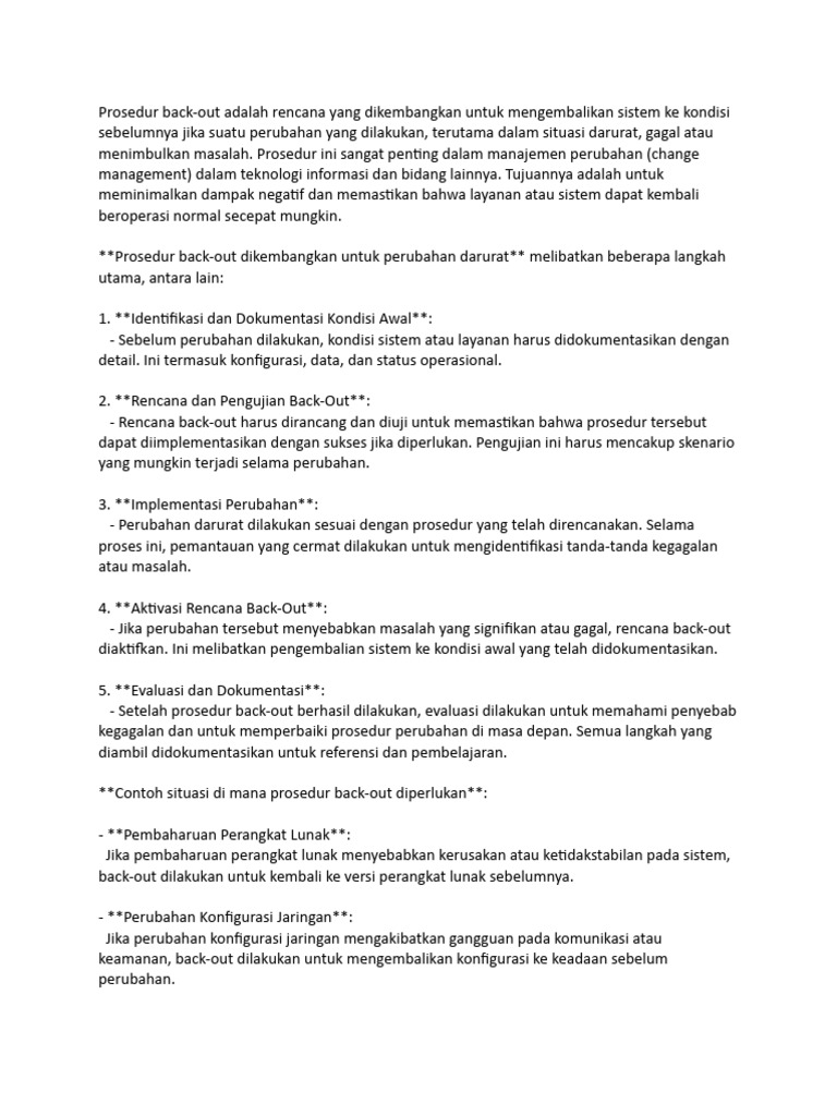 Prosedur Back-Out | PDF