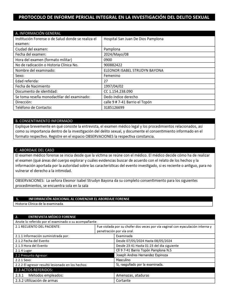 PROTOCOLO DE INFORME PERICIAL INTEGRAL EN LA INVESTIGACIÓN DEL DELITO SEXUAL | PDF | Labios ...