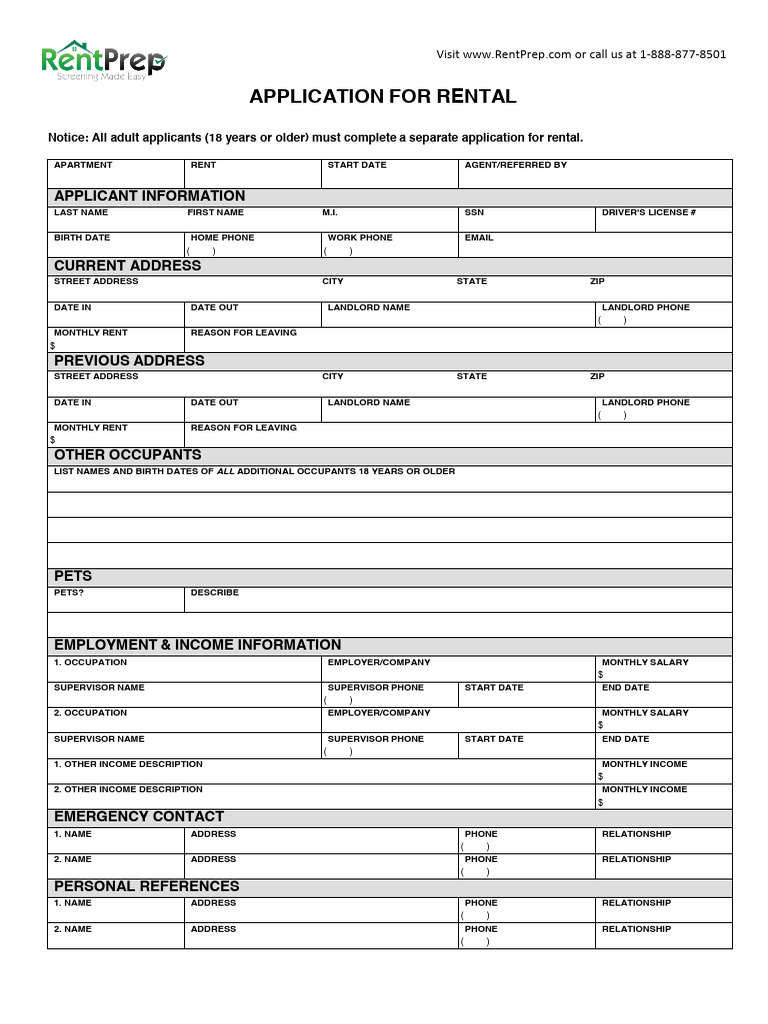 Rental Application | Download Free PDF | Landlord | Renting