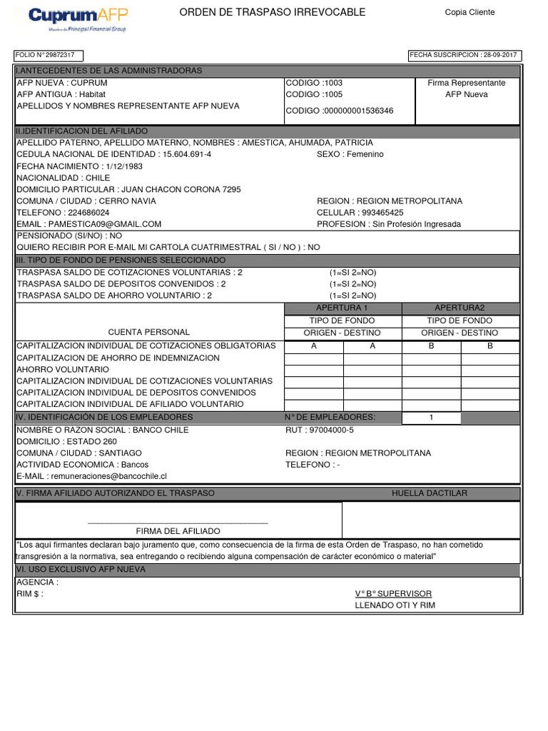 Traspaso | PDF | Chile | Compensación laboral