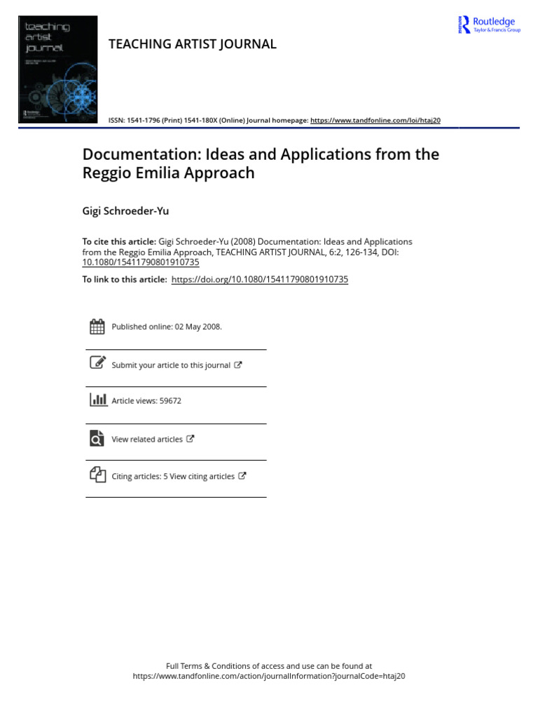 Documentation Ideas and Applications From The Reggio Emilia Approach ...