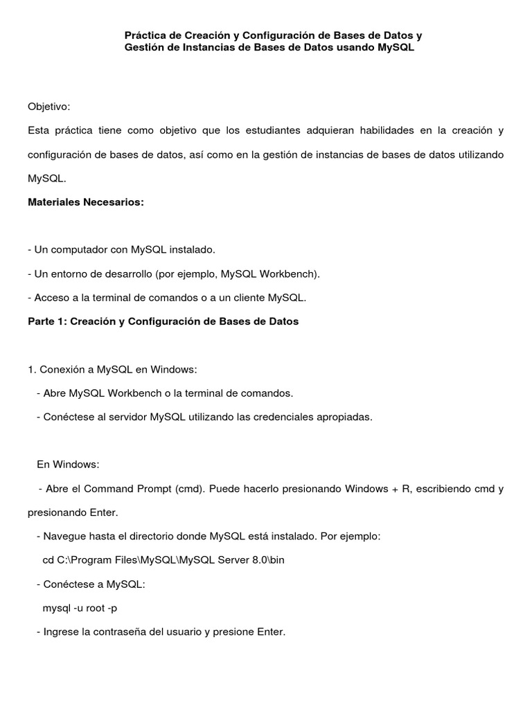 Practica - MySQL P1 | PDF | Mi sql | Interfaz de línea de comando